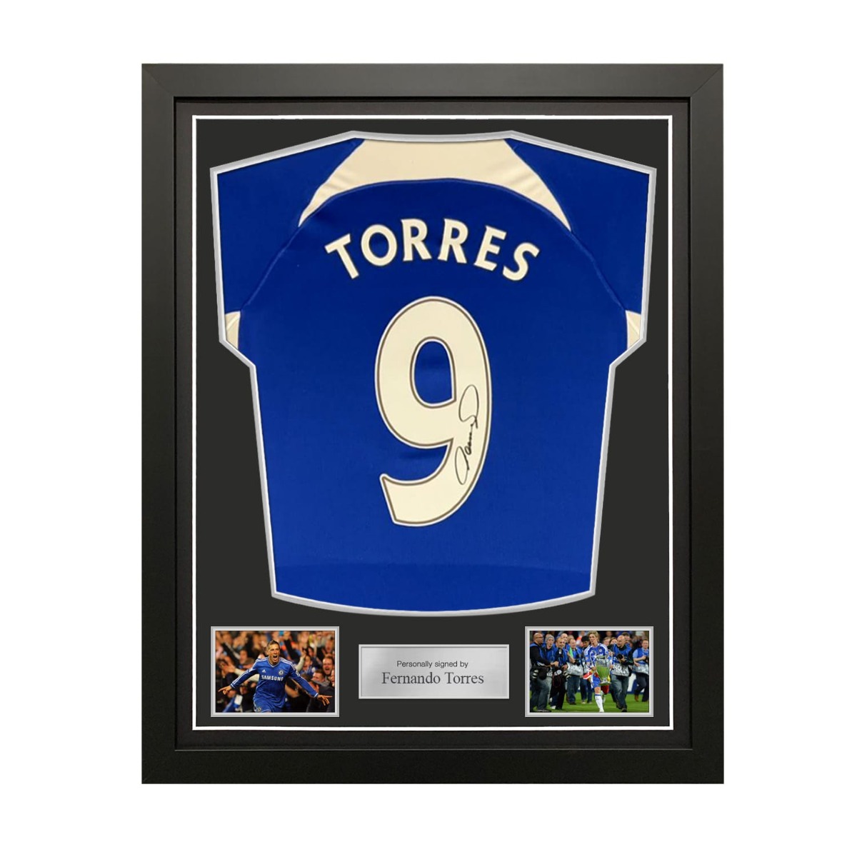 Fernando Torres Signed Chelsea 2023-24 Football Shirt. Standard Frame