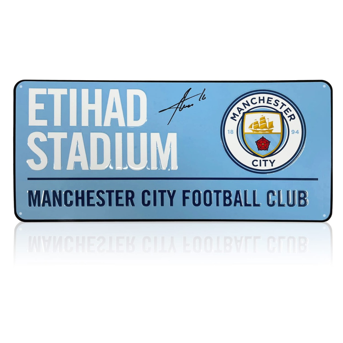 Rodri Signed Manchester City Etihad Street Sign